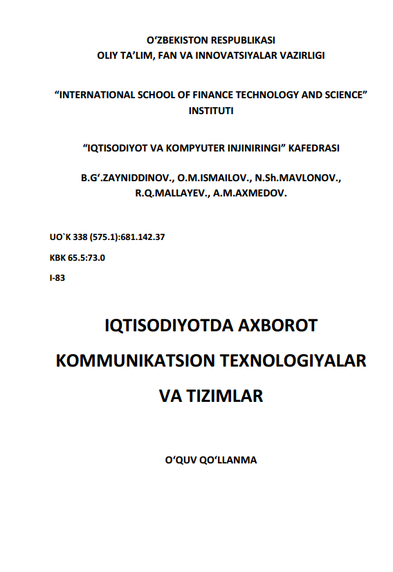 ZiyoNET › Kutubxona › Iqtisodiyotda axborot kommunikatsion ...
